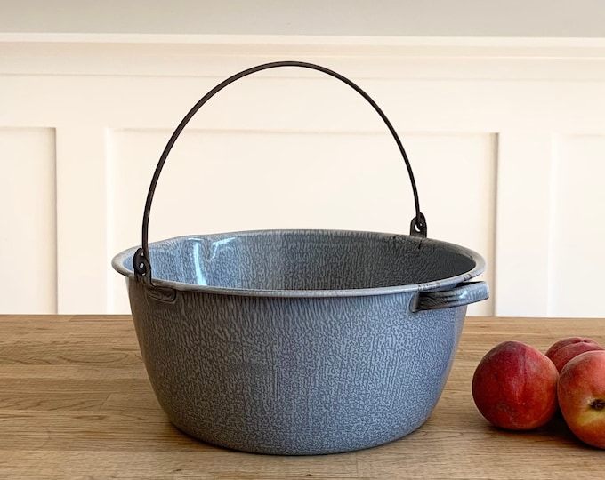 Antique Speckled Gray Agate Spout Handle Metal Water Kitchen Bucket ...