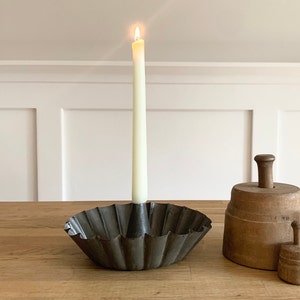 Antique Metal Cake Mold Fluted Edge Baking Mold Tube Pan Candleholder ...