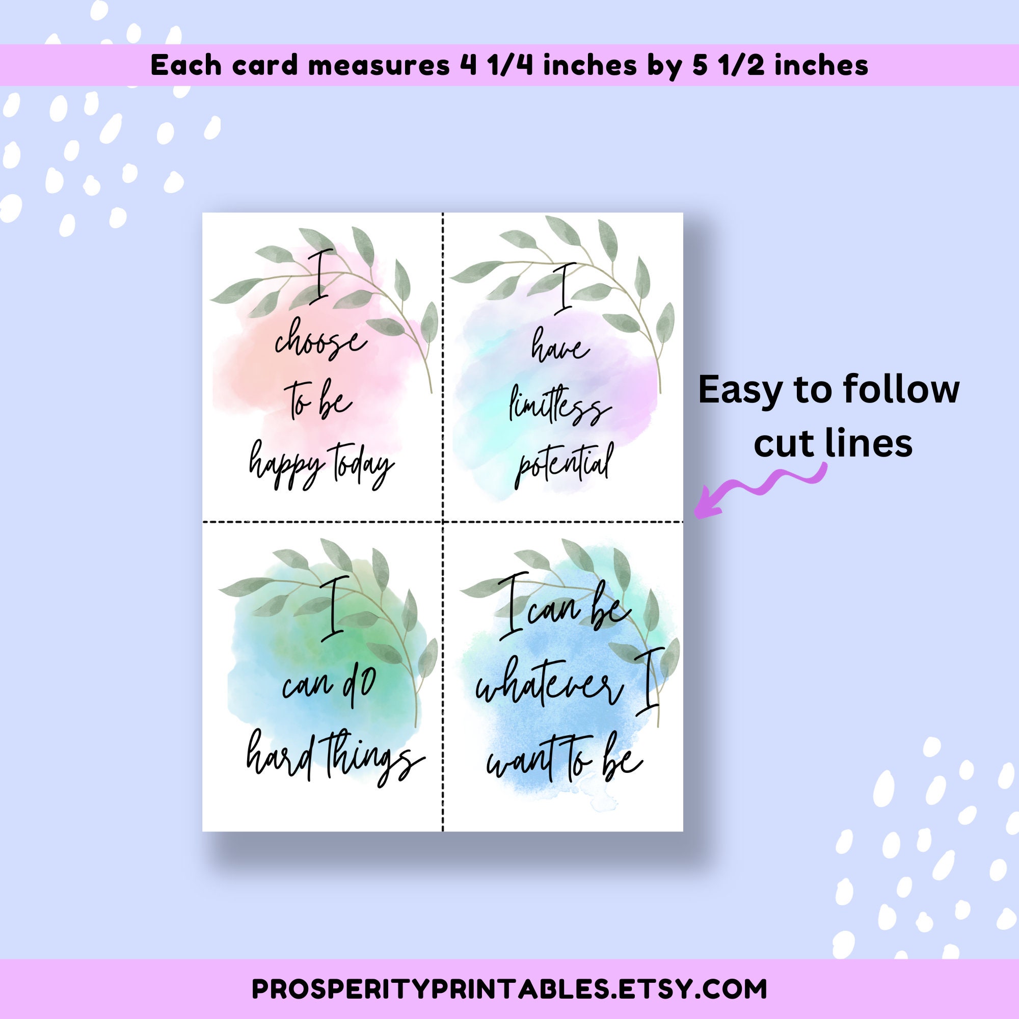 Printable Positive Affirmation Cards Positive Quotes Cards Positive ...