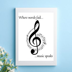 Music Quote Printable, Music Quote Wall Art, Gift for Music Lovers ...
