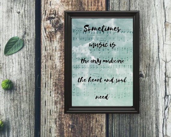 Music Quote Printable Music Quote Wall Art Gift for Music | Etsy