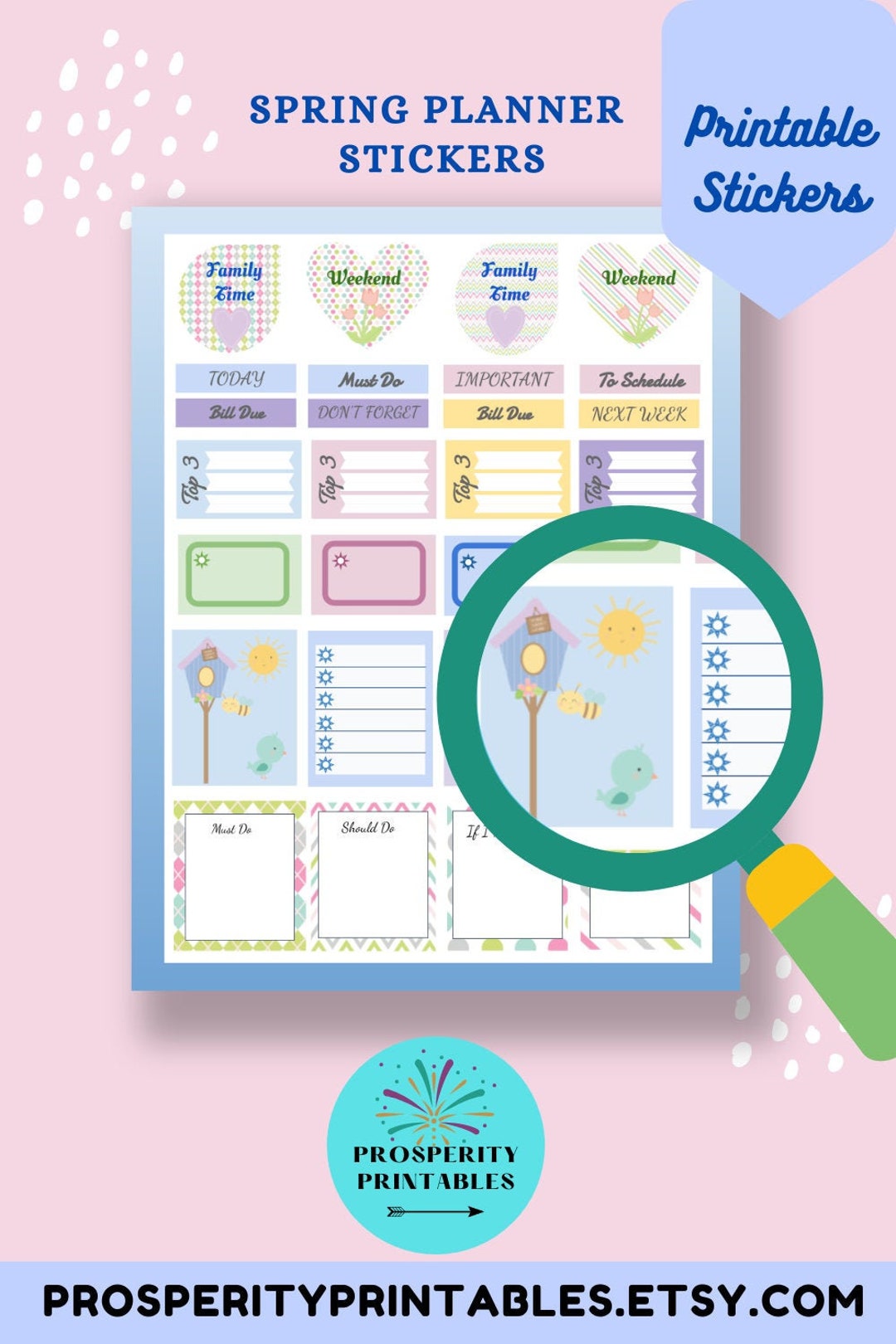 Spring Planner Sticker Printable | Cute Decorative Stickers for Planner ...