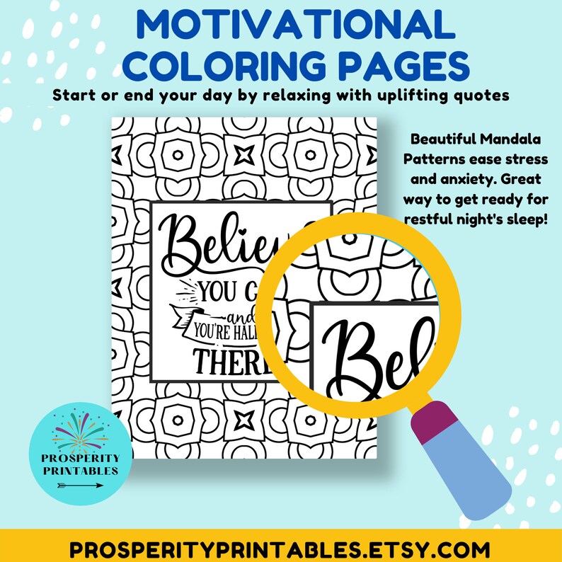 Motivational Quotes Coloring Pages Stress Relief Self Care - Etsy