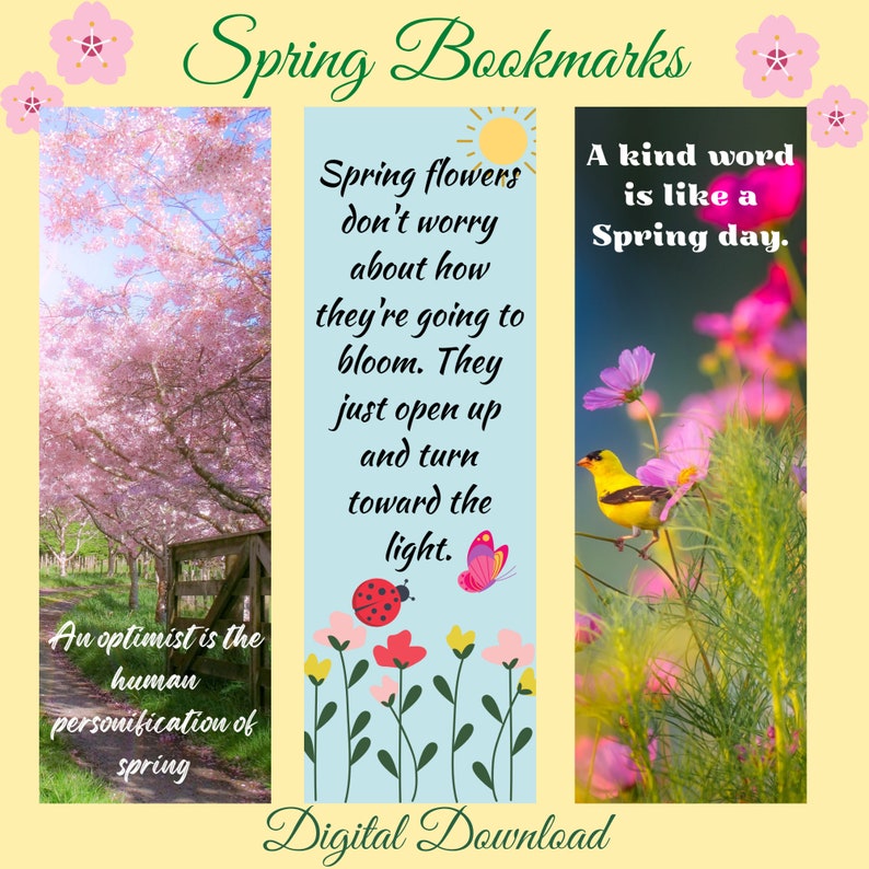 Printable Bookmarks - Bookmark Set - Digital Bookmarks - Cute Bookmark ...
