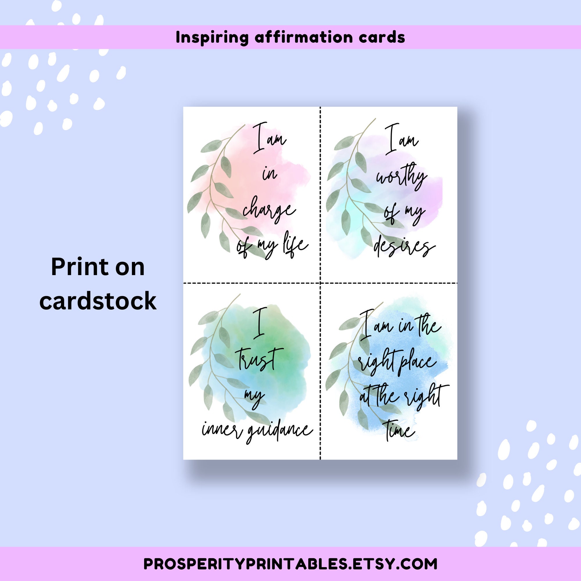 Printable Positive Affirmation Cards Positive Quotes Cards Positive ...
