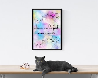 Music Quote Printable, Music Quote Wall Art, Gift for Music Lovers ...