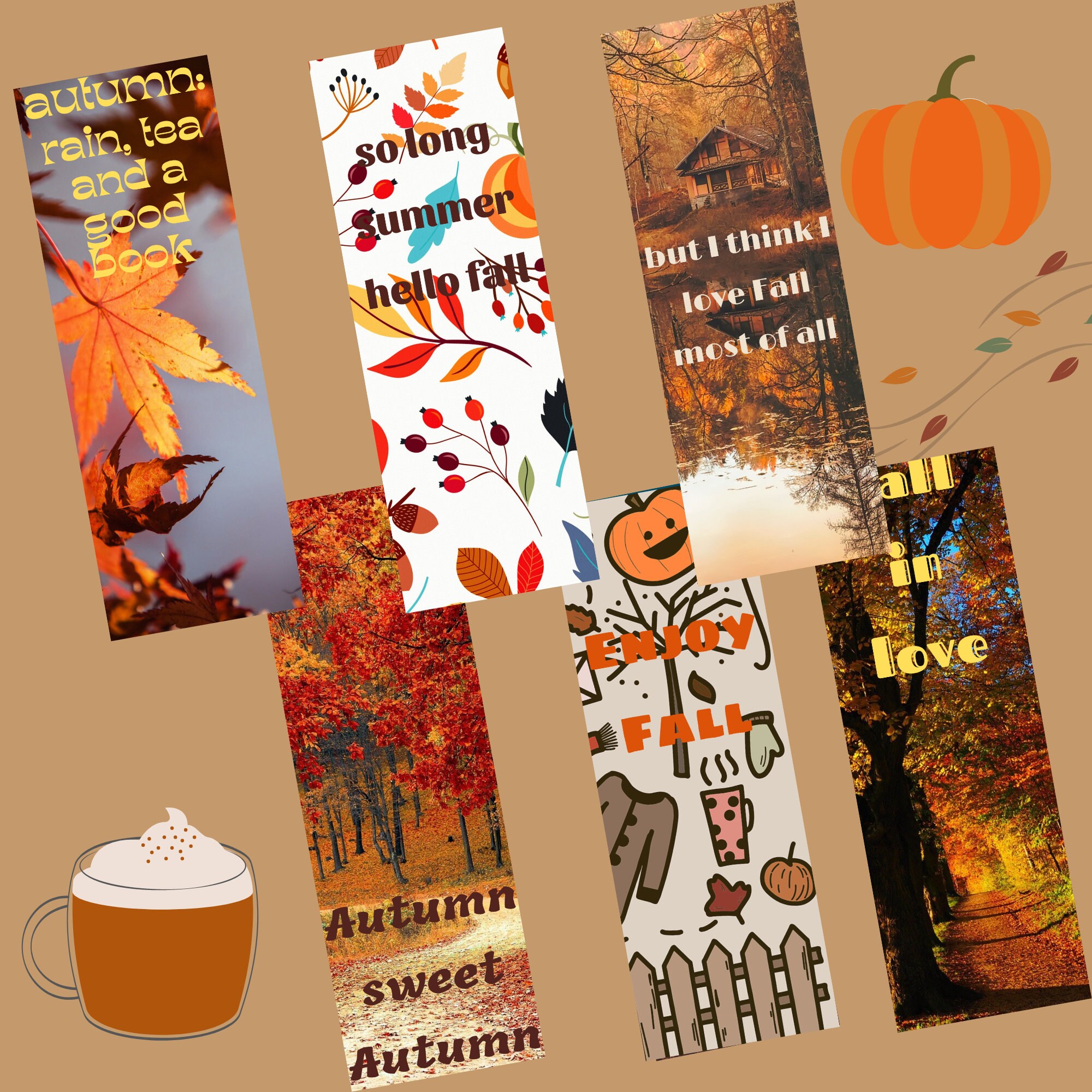 Printable Bookmarks, Bookmark Set, Digital Bookmarks, Autumn/fall Theme ...