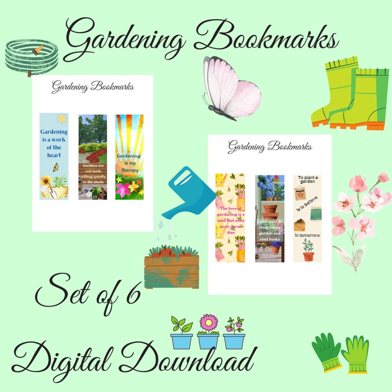 Gardening Bookmarks Set – Cute Book Lover Gift (digital Download) - Etsy