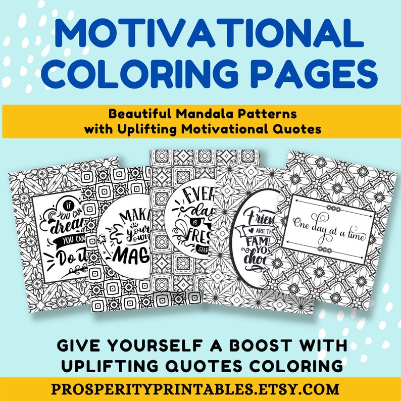 Motivational Quotes Coloring Pages Stress Relief Self Care - Etsy