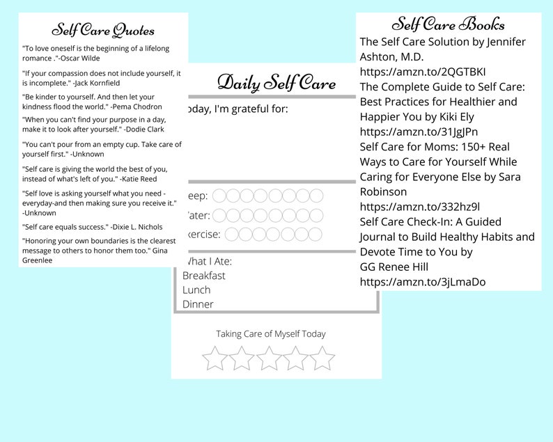 Self Care Planner Kit, Self Care Planner, Self Care Workbook, Self Care ...