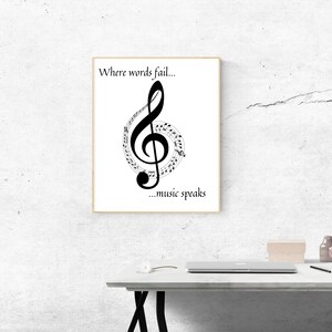 Music Quote Printable, Music Quote Wall Art, Gift for Music Lovers ...