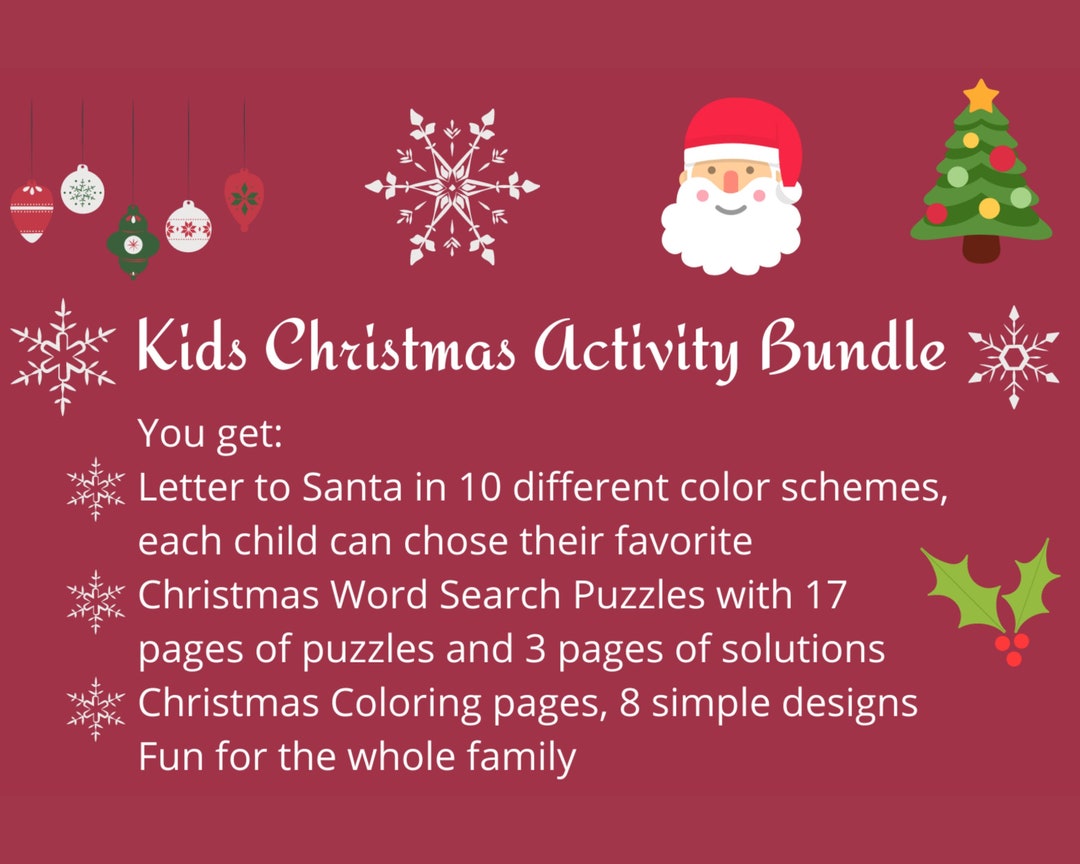 Christmas Activity Bundle for Kids|letter to Santa|coloring Pages ...
