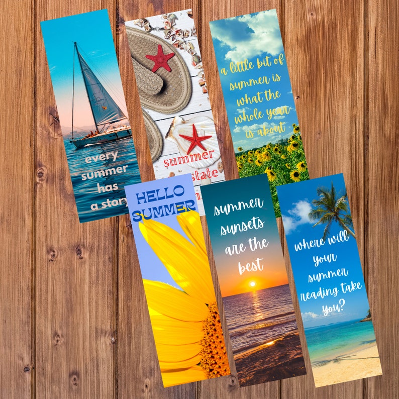 Printable Bookmarks, Bookmark Set, Digital Bookmarks, Summer Theme ...
