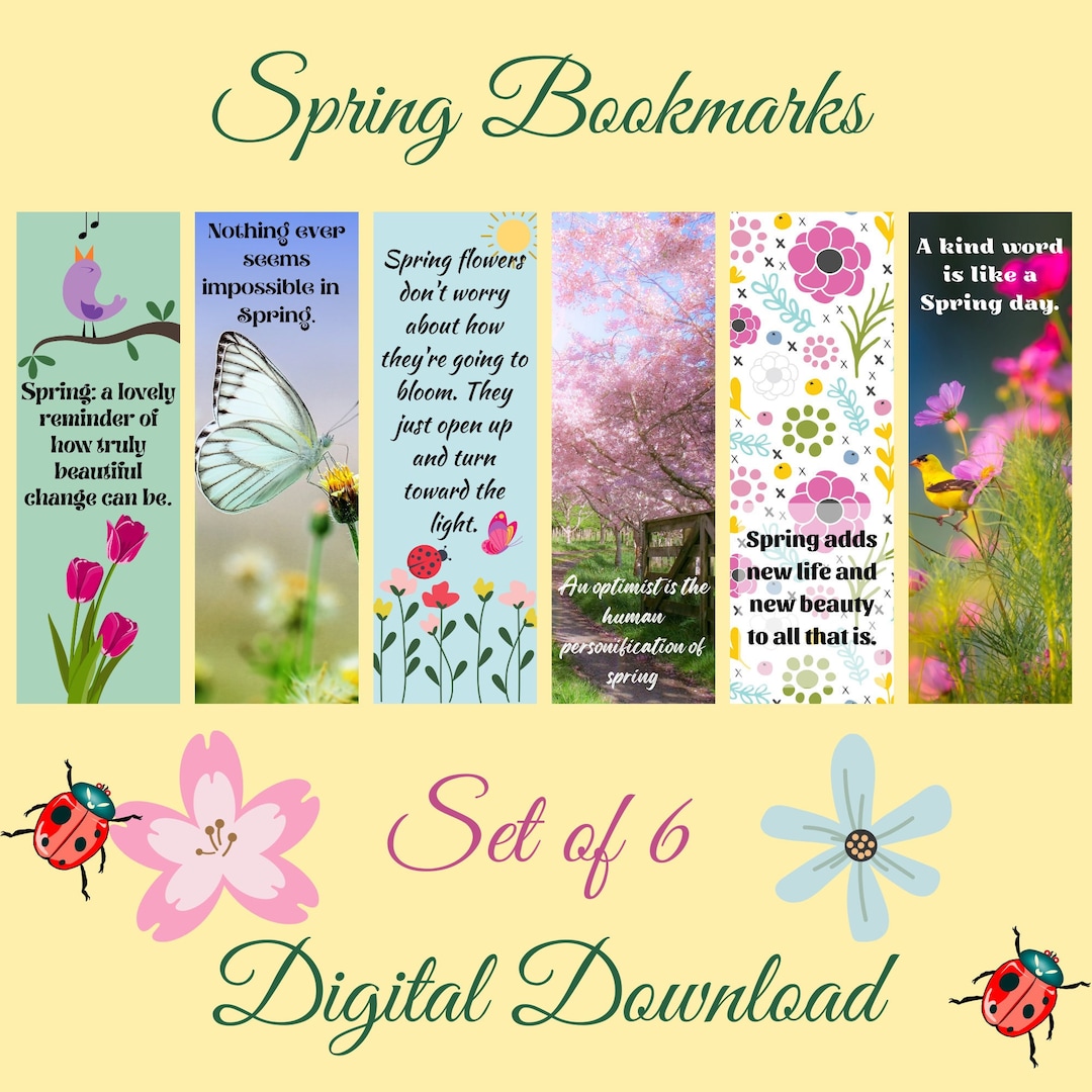 Printable Bookmarks - Bookmark Set - Digital Bookmarks - Cute Bookmark ...