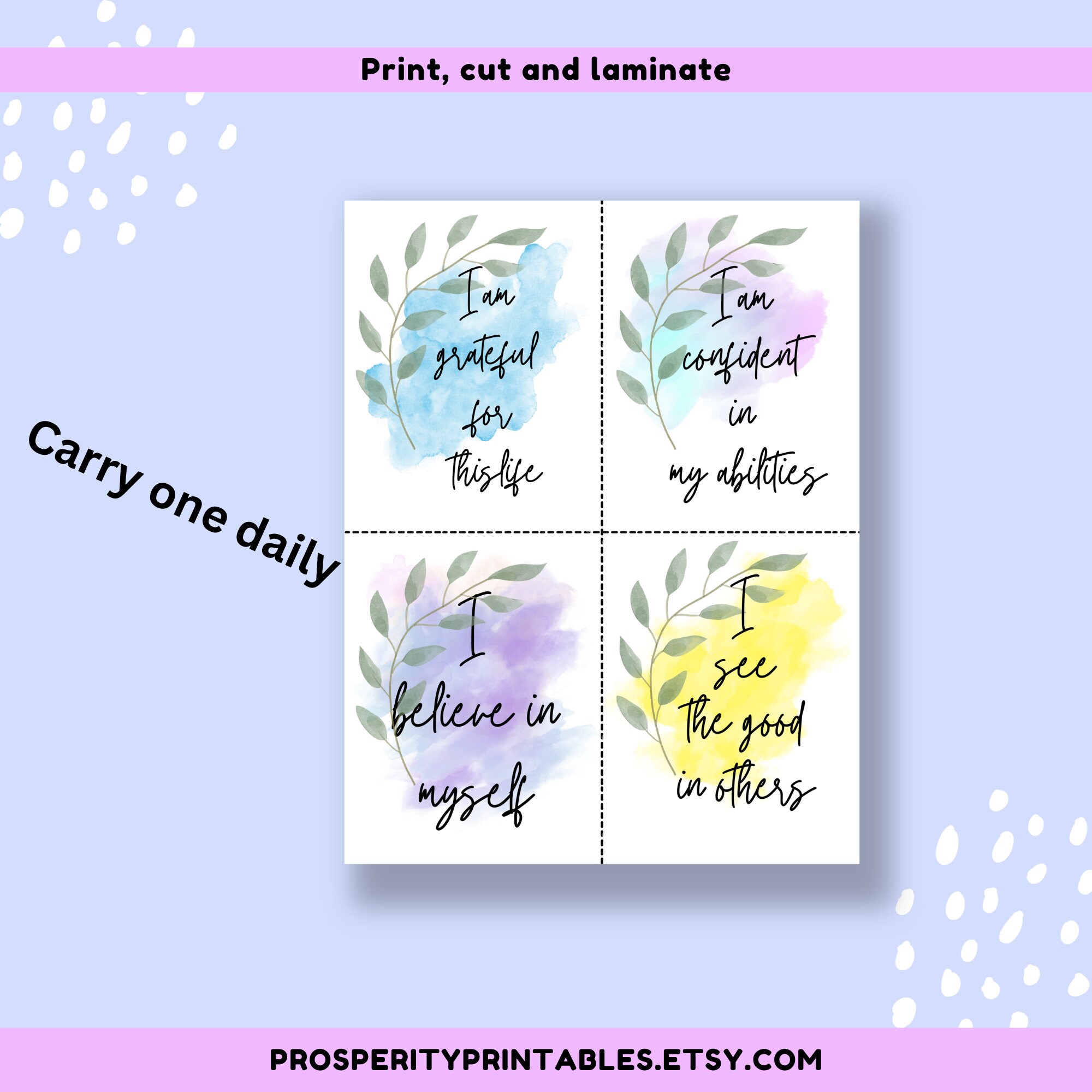 Printable Positive Affirmation Cards Positive Quotes Cards Positive ...