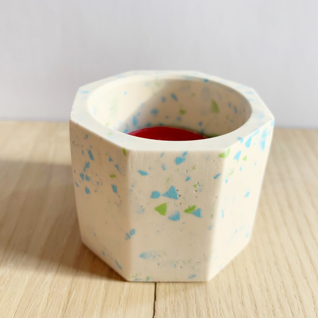 Jesmonite Terrazzo Pot: Handmade Tealight Holder, Trinket Dish - Etsy