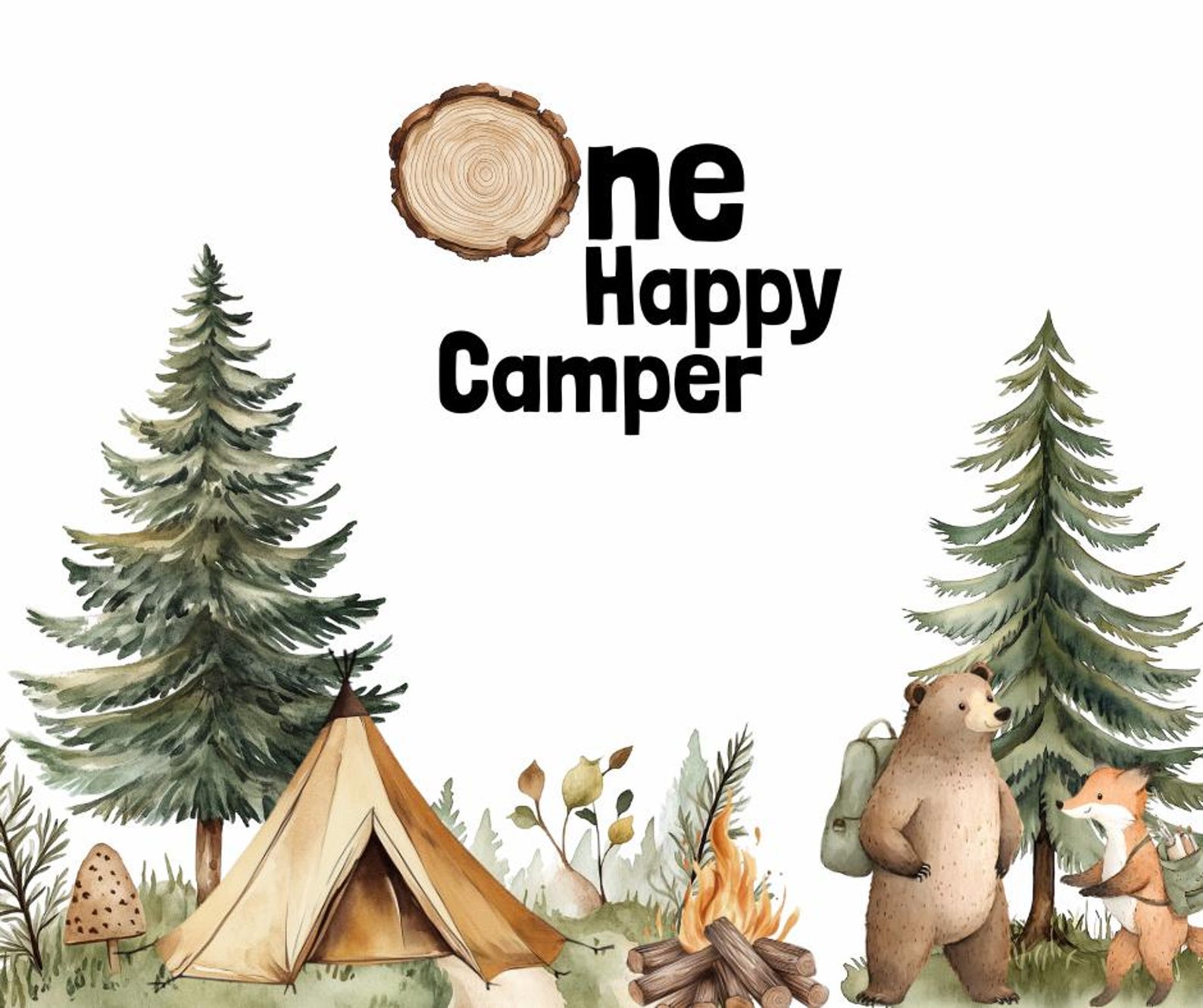 Watercolor Camping Animals Clipart | Forest Bear & Fox PNG | Woodland ...