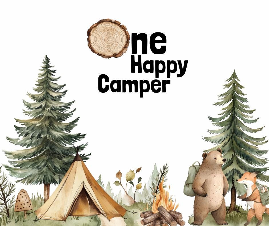 Watercolor Camping Animals Clipart | Forest Bear & Fox PNG | Woodland ...