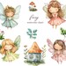 Fairy Tale Watercolor Clipart | Cute Fairies, Mushroom Houses, Gnomes ...
