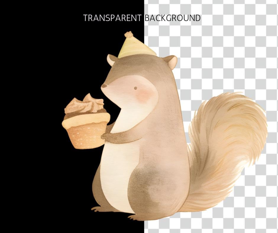 Watercolor Birthday Animals Clipart - PNG Woodland Animal Illustrations ...