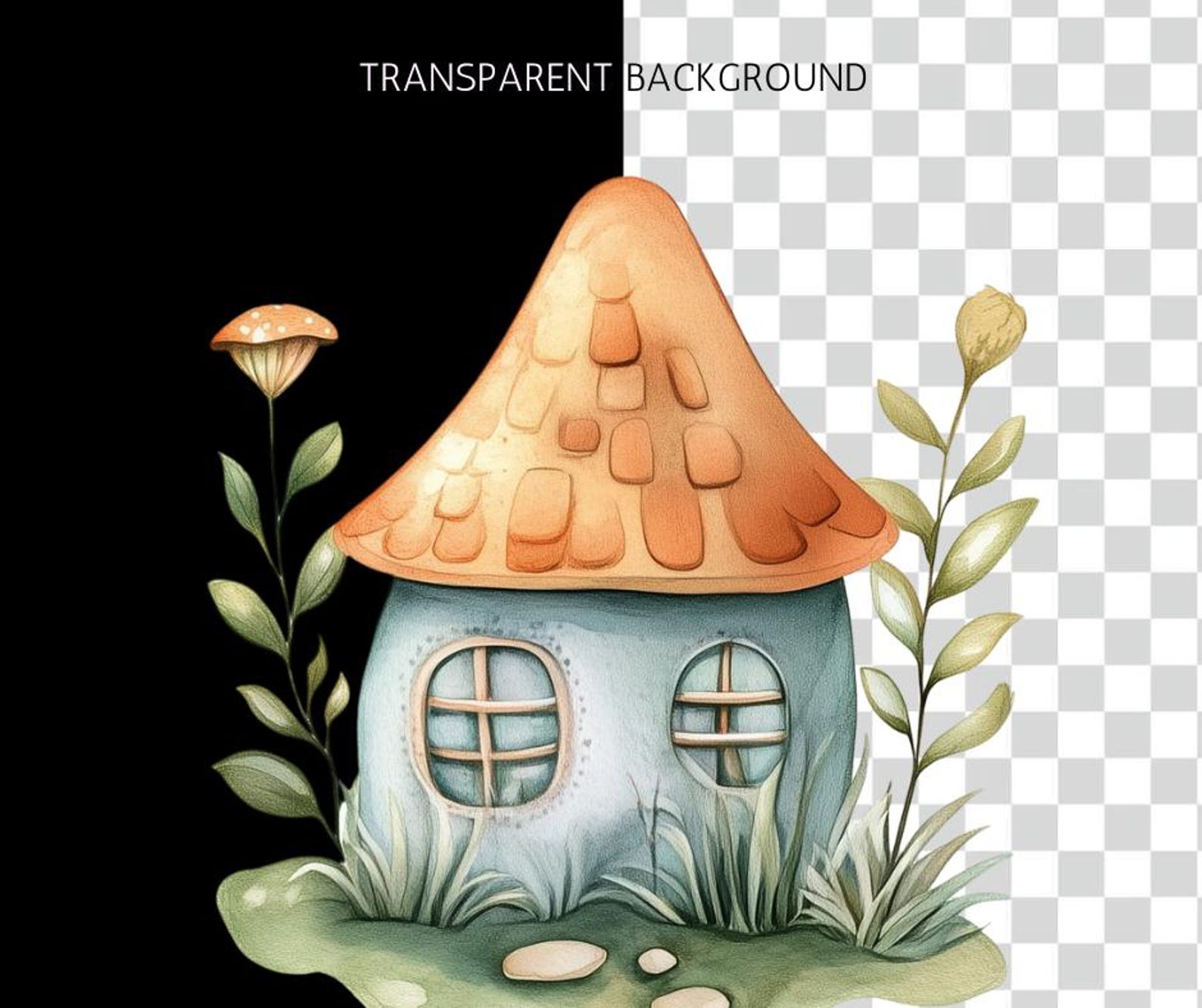 Fairy Tale Watercolor Clipart | Cute Fairies, Mushroom Houses, Gnomes ...