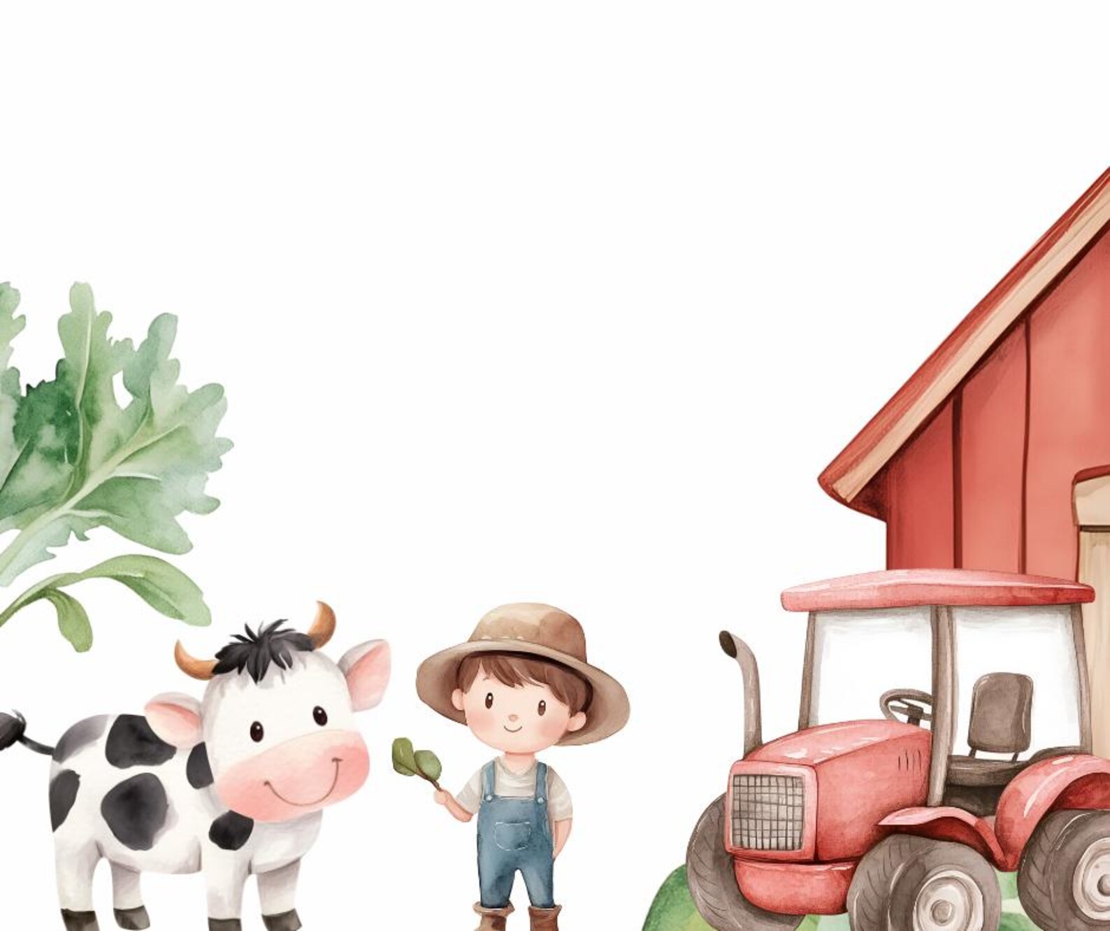 Cute Farm Animals Watercolor Clipart Set - PNG Animal Illustrations ...
