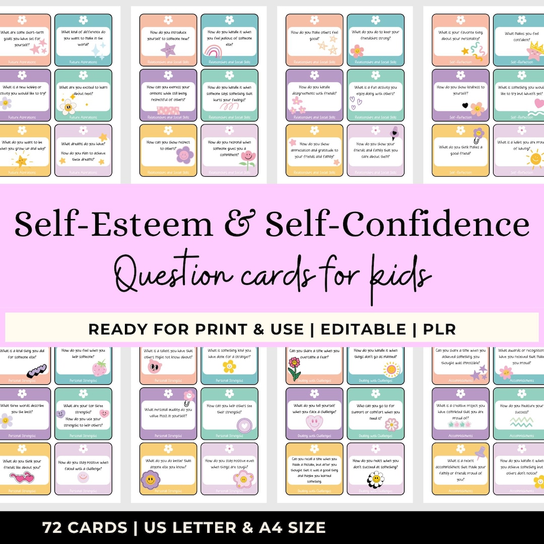 PLR Self-esteem Cards for Kids | Resell | PLR Printables | Canva Resell ...