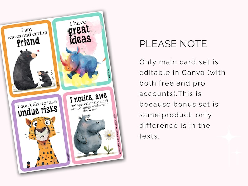 Character Strenghts Cards for Kids, Editable Template, Canva, Positive ...