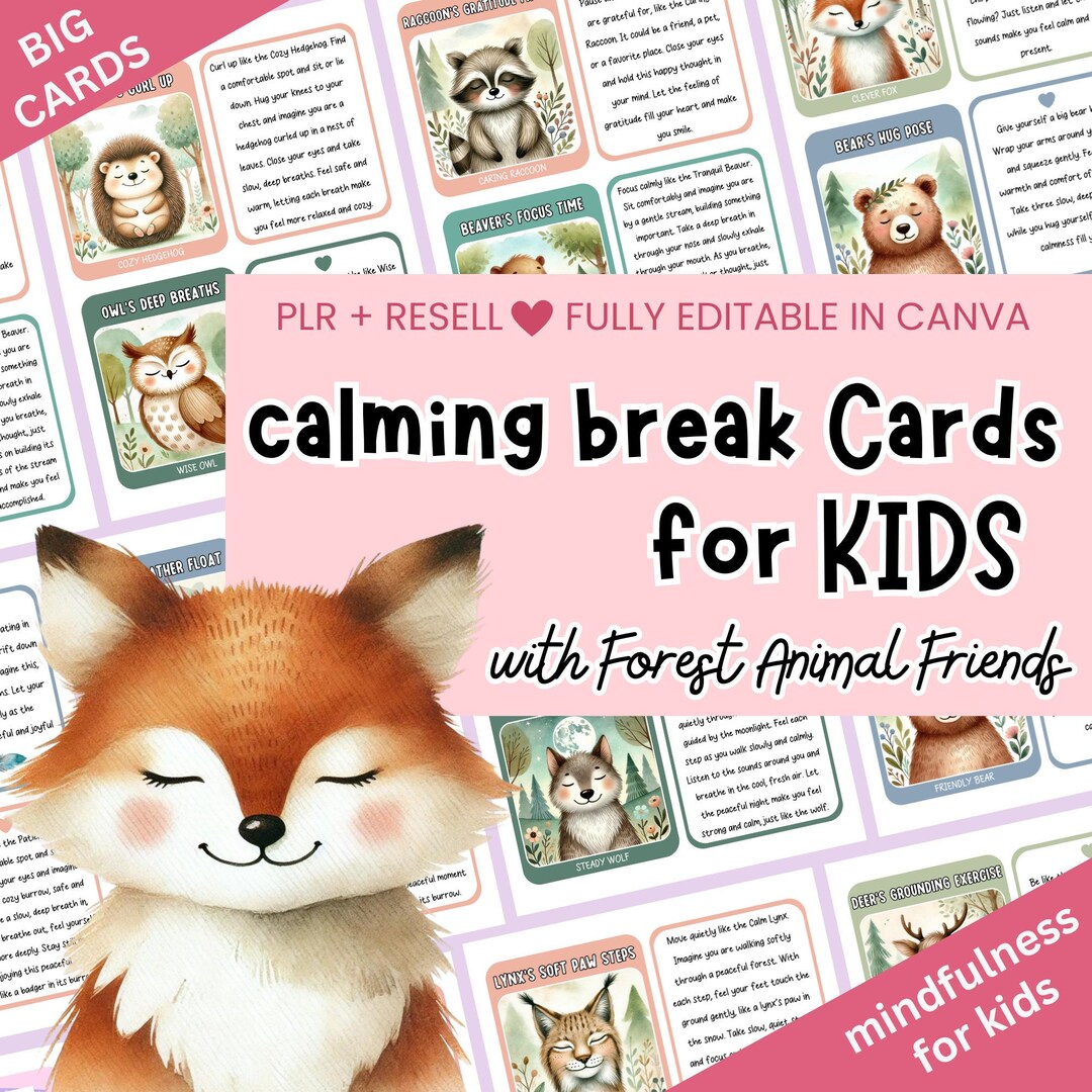 Calming Brake Cards for Kids Mindfulness for Kids PLR Kids Calming ...
