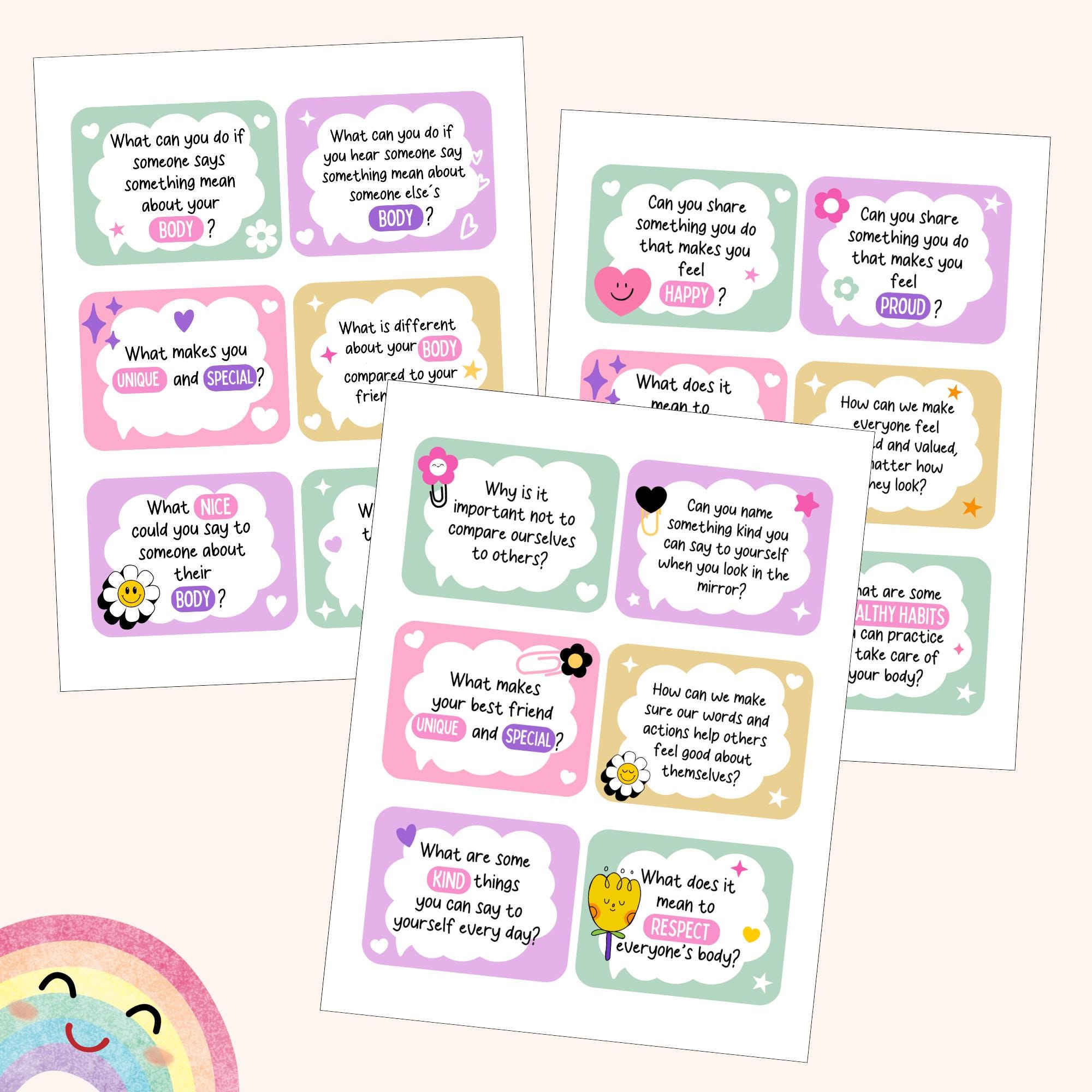 Body Positivity Cards for Kids | Canva Template | Body Positivity | PLR ...