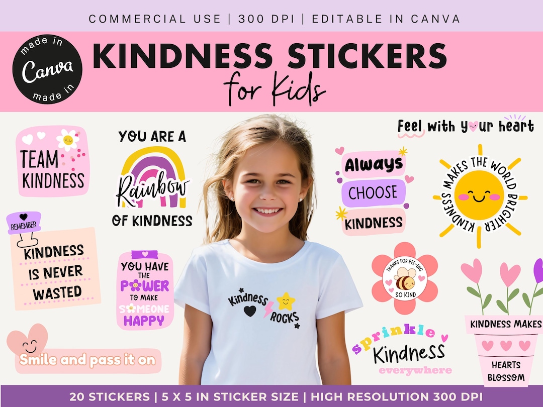 Kindness Digital Stickers for Kids, Clip Art for Kids, PNG, Goodnotes ...