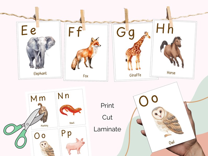 Animal Alphabet Cards, ABC Flashcards, Montessori Materials ...
