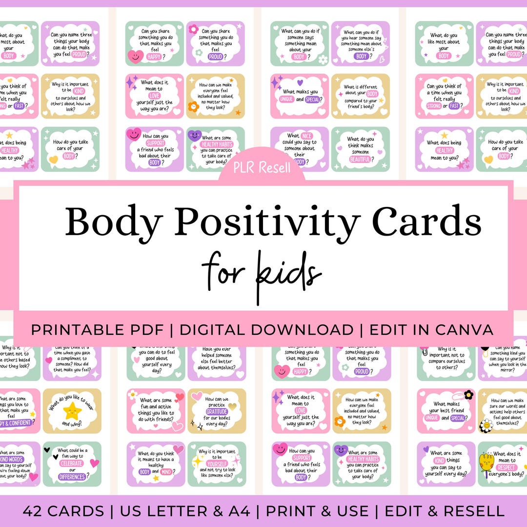 Body Positivity Cards for Kids | Canva Template | Body Positivity | PLR ...