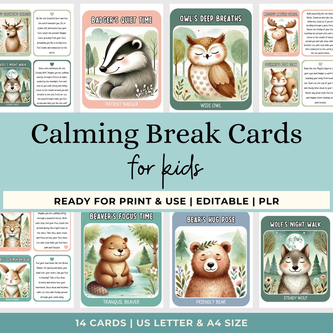 Calming Brake Cards for Kids | Mindfulness for Kids | PLR Kids ...