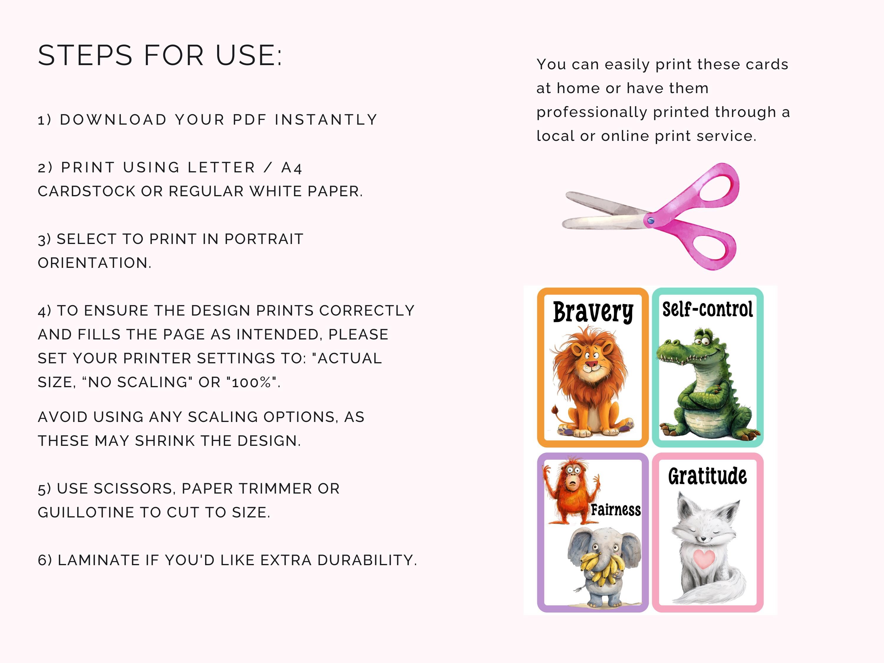 Character Strenghts Cards for Kids, Editable Template, Canva, Positive ...