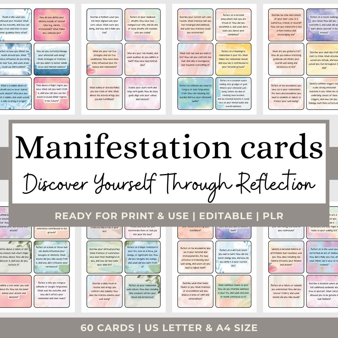 Self-discovery Prompt Cards Adults | Resell | Template | Self-discovery ...