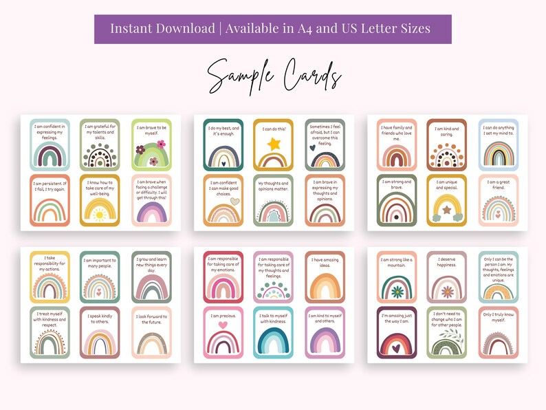 Positive Affirmation Cards for Kids, PLR Resell, Editable Template ...
