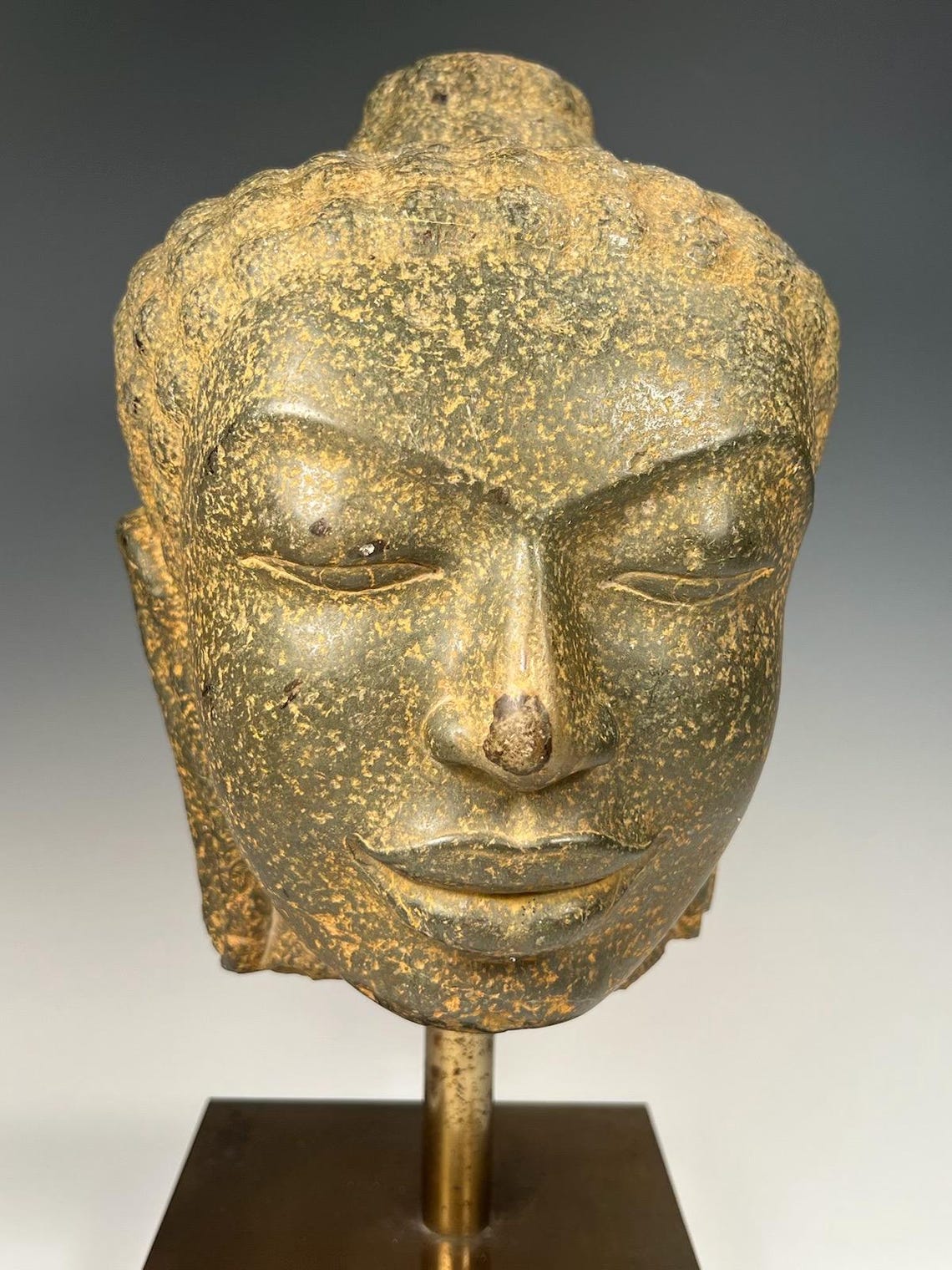 Fine Khmer Bayon Cambodia Carved Stone Head of Vishnu or Buddha Ca. 12 ...