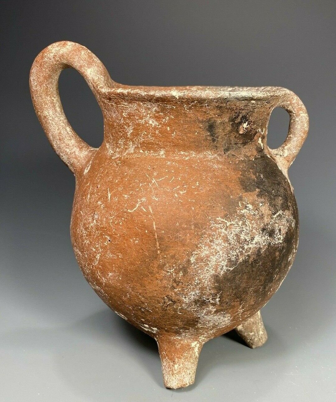 Cyprus Cypriot Cypro-archaic Tripod Pottery Jug With Two Handles Ca ...