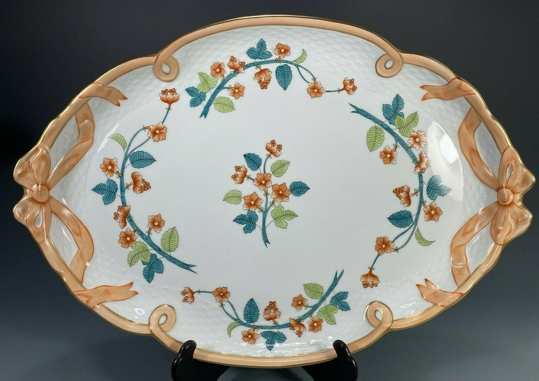 Herend Hungary Livia Pattern Oval Polychrome Porcelain Tray Ca. 20th ...