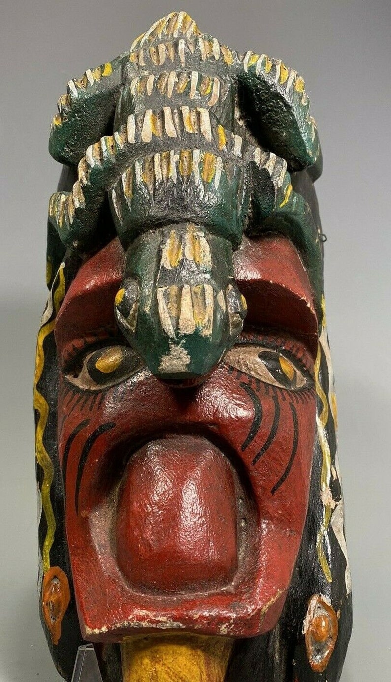 Mexico Mexican Lizard & Snake Decor Polychrome Wood Dance Mask - Etsy