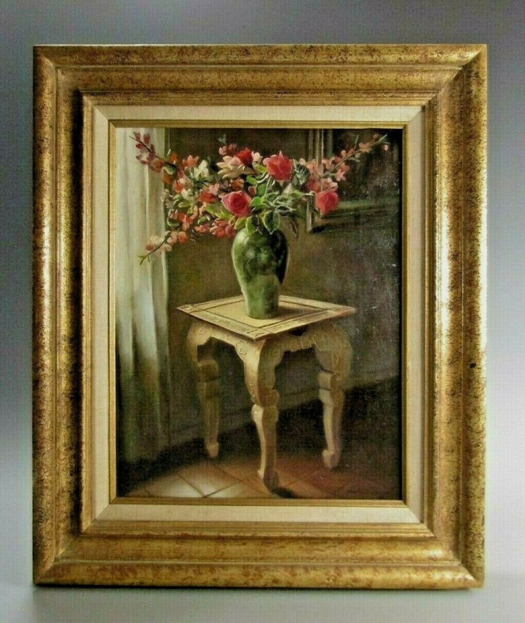 American Oil on Canvas Roses & Cherry Blossoms Signed Patrick Corso ...