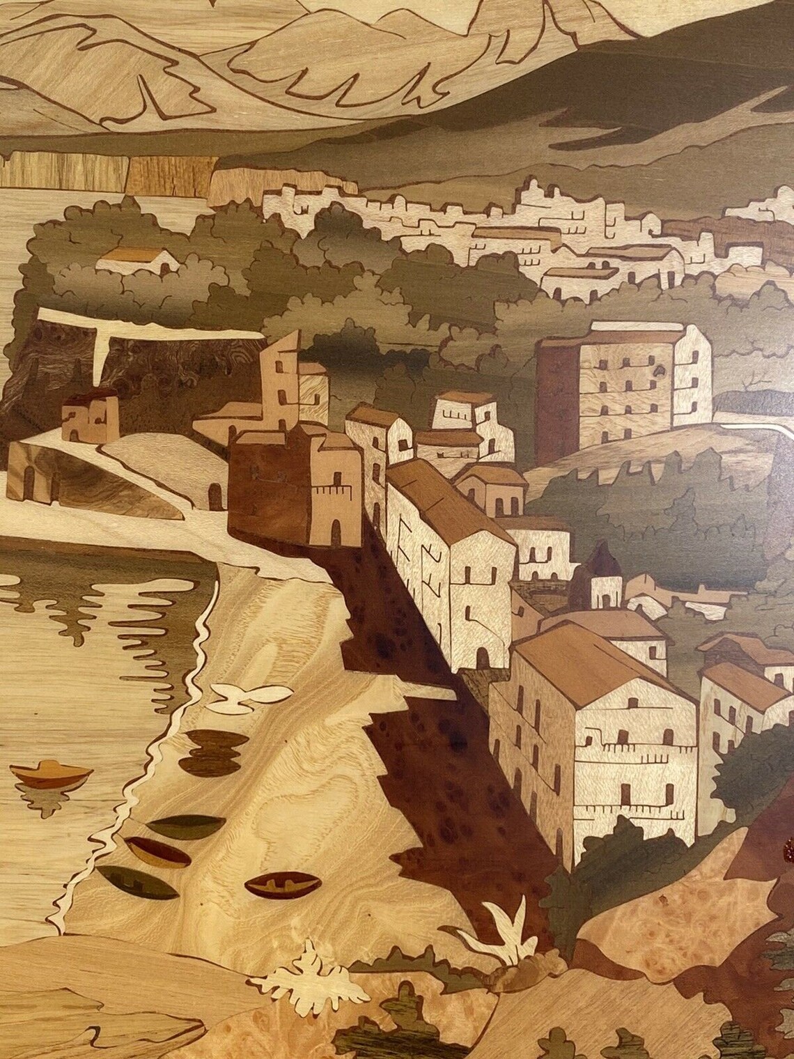 Italian Italy 12 Wood Marquetry Landscape Panel by Mariorita Anacapri ...