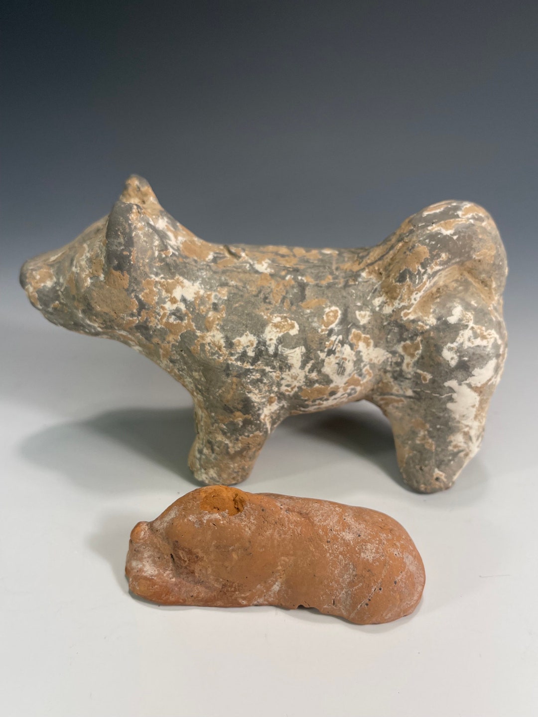 China Chinese Polychrome Pottery Dog & Pig Han Dynasty Ca. 206 B.C ...