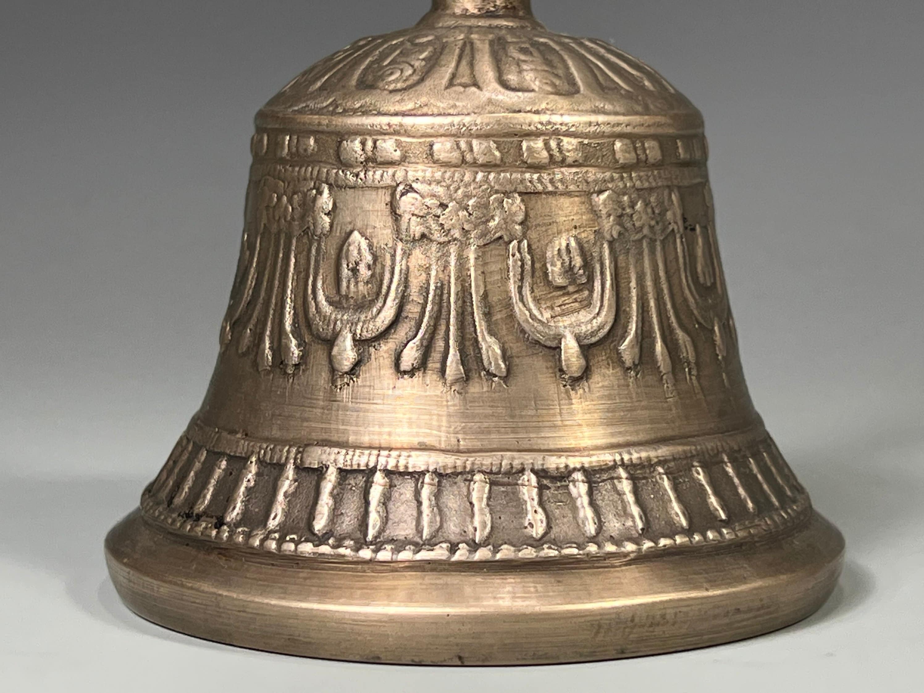 Fine Tibet Tibetan Bronze Temple Hand Bell W/ Dorje Shaped Handle Ca ...