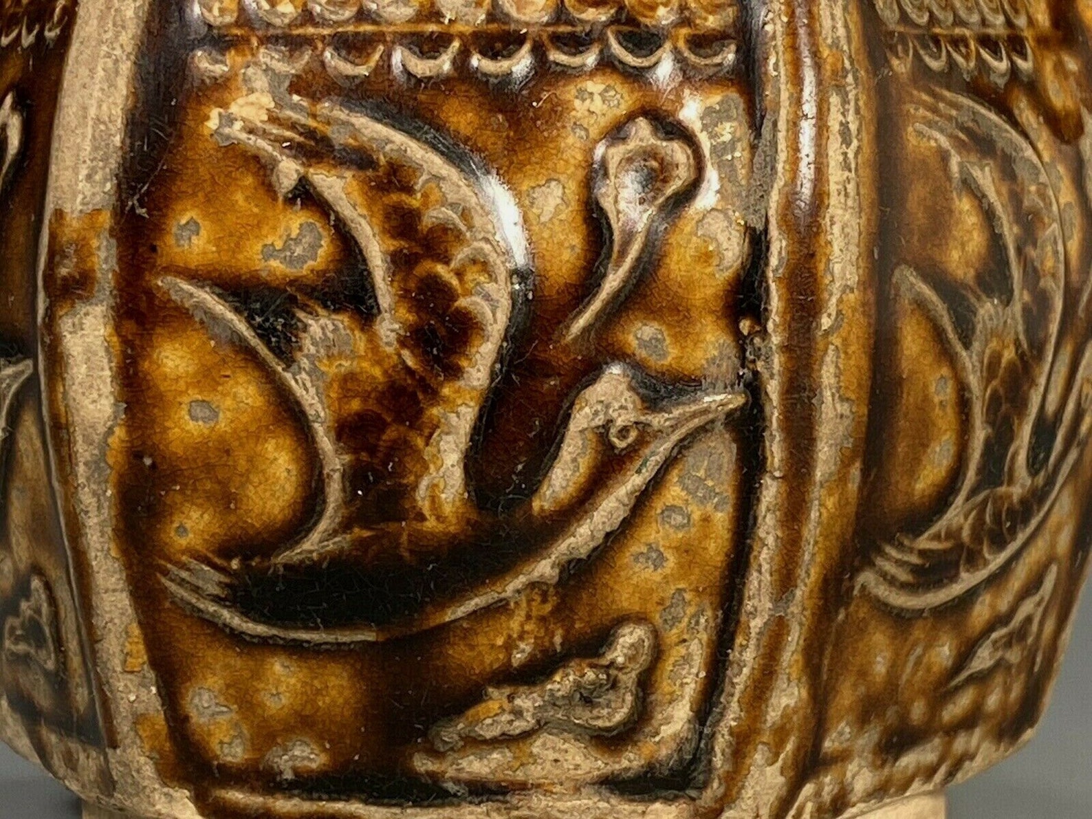 China Chinese Hexagonal Jug W/ Crane Ruyi & Cloud Decoration Qing Ca ...