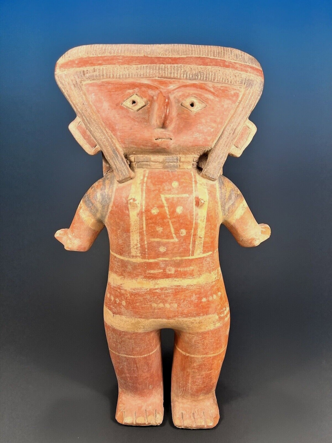 Rare Pre Columbian Peru Chavin Maranon Standing Polychrome Tomb ...