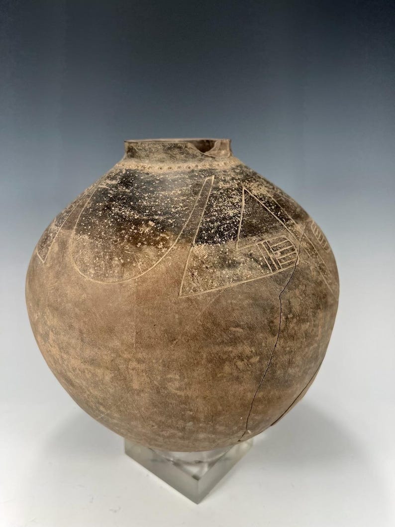 Pre Columbian Peru Paracas Incised Pottery Vessel Zoomorphic Decor Ca ...