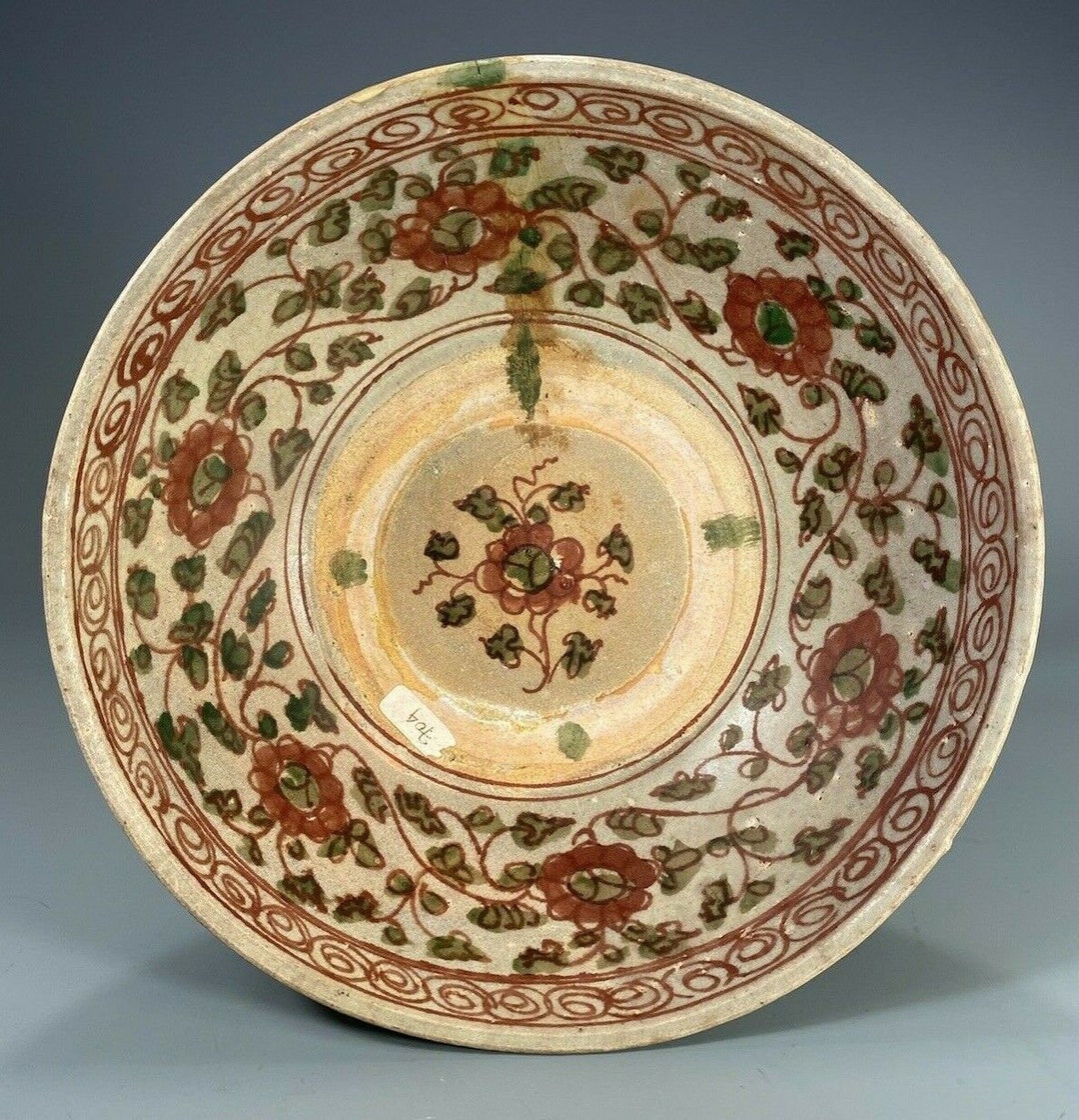Vietnam Vietnamese Polychrome Porcelain Decor Bowl Le Dynasty Ca. 10 ...