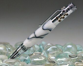 Mini Chrome Gear Shift Pen Only 41/8 Inch Long With a Brown and Gold ...